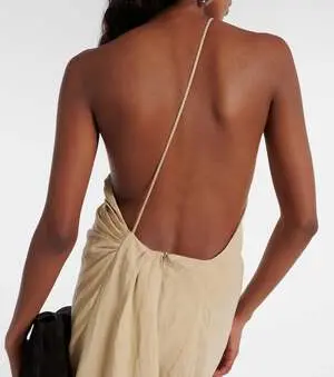 Tove Riya Draped Linen Maxi Dress