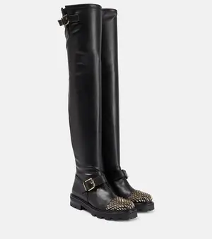 JIMMY CHOO Biker Ii Leather Over-the-knee Boots With Stud Embellishments