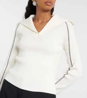 Simkhai Beckie Ribbed Knit Sweater With Shawl Collar