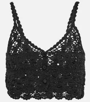 Anna Kosturova Bianca Crochet Crop Top - Black