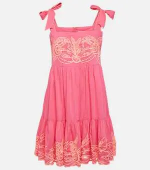 JULIET DUNN Colorblocked Cotton Minidress
