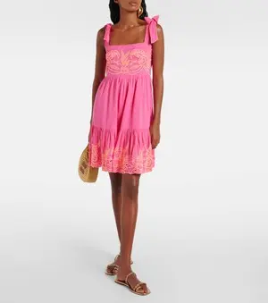 JULIET DUNN Colorblocked Cotton Minidress