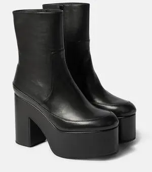 Dries Van Noten Leather Platform Ankle Boots