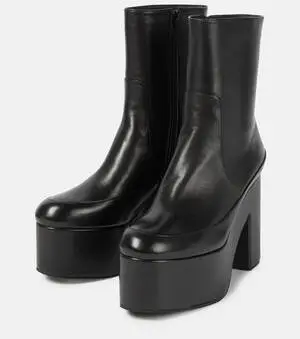 Dries Van Noten Leather Platform Ankle Boots