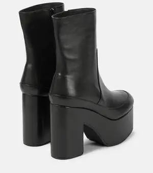 Dries Van Noten Leather Platform Ankle Boots