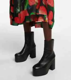 Dries Van Noten Leather Platform Ankle Boots