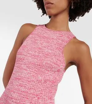 GANNI Ribbed-knit Midi Dress - Multicoloured