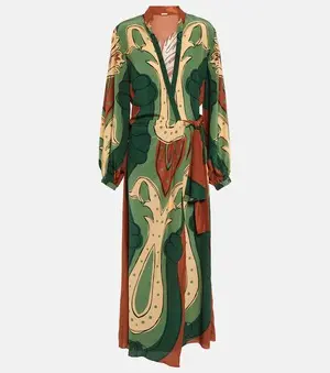Johanna Ortiz Printed Maxi Wrap Dress - Multicoloured