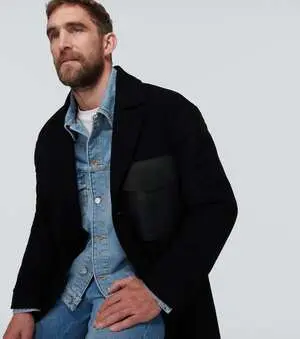 Valentino Garavani Leather-trimmed Wool Overcoat