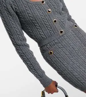 Alessandra Rich Cable-knit Wool Cardigan