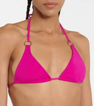 LOUISA BALLOU Mini Ring Bikini Top In Neon Fuschia - Pink