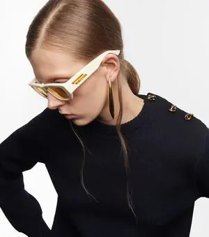 Bottega Veneta Rectangular Sunglasses - White