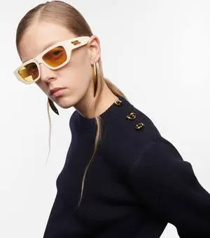 Bottega Veneta Rectangular Sunglasses - White