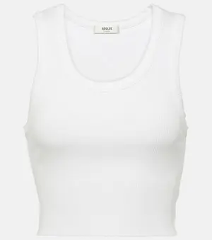 AGOLDE Ribbed-knit Cropped Tank Top - White