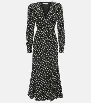Alessandra Rich Printed Silk Midi Dress