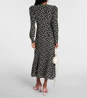 Alessandra Rich Printed Silk Midi Dress