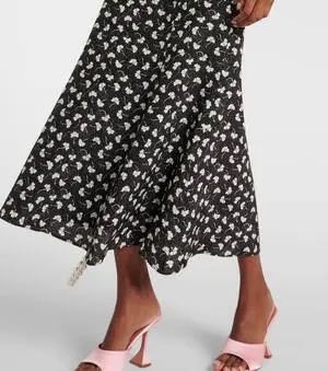 Alessandra Rich Printed Silk Midi Dress