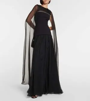 Safiyaa Gloria Silk And Crepe Gown