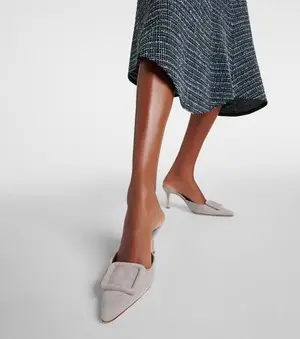 Manolo Blahnik Maysale 70 Suede Mules