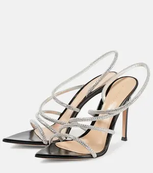 GIANVITO ROSSI Crystal Ettie Leather Sandals