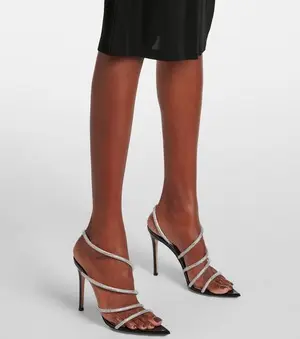 GIANVITO ROSSI Crystal Ettie Leather Sandals