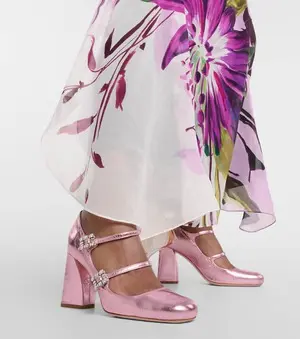 ROGER VIVIER Tres Vivier Babies Metallic Leather Pumps