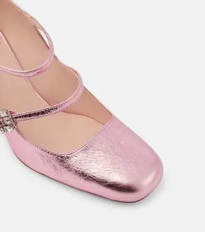 ROGER VIVIER Tres Vivier Babies Metallic Leather Pumps