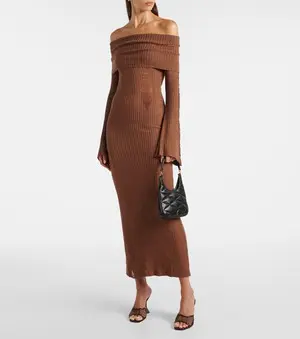 AYA MUSE Danica Ribbed-knit Midi Dress