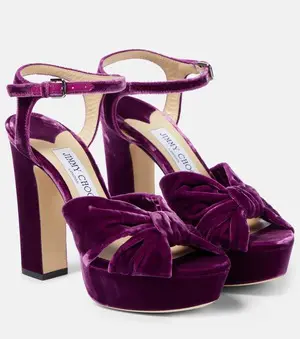 JIMMY CHOO Heloise 120 Velvet Peep-toe Pumps - Purple