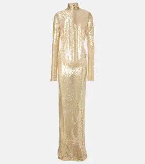 THE NEW ARRIVALS ILKYAZ OZEL Sequined Gown - Gold