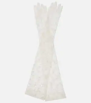 Safiyaa Bridal Tulle Gloves - White