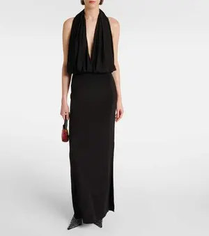Magda Butrym Draped Halterneck Jersey Gown