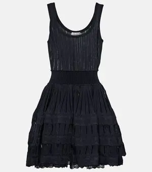 Alaïa Ribbed-knit Minidress - Blue