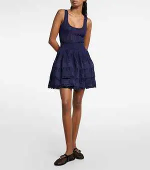 Alaïa Ribbed-knit Minidress - Blue