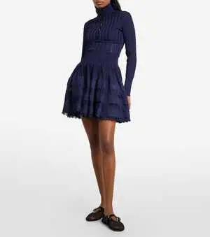 Alaïa Ribbed-knit Minidress - Blue