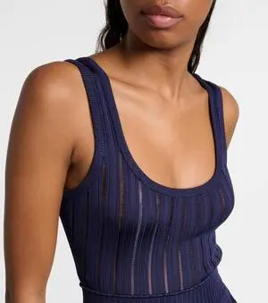 Alaïa Ribbed-knit Minidress - Blue