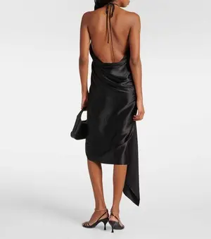 FERRAGAMO Halterneck Silk-blend Midi Dress