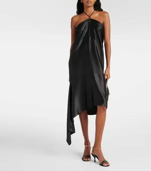 FERRAGAMO Halterneck Silk-blend Midi Dress