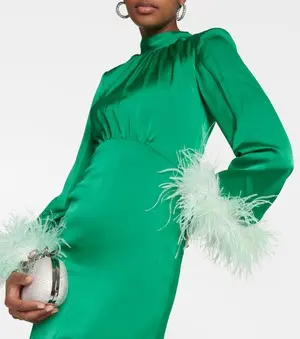 SELF-PORTRAIT Feather-trimmed Satin Gown