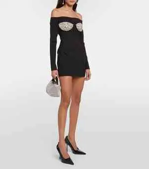 AREA Crystal-embellished Mini Dress