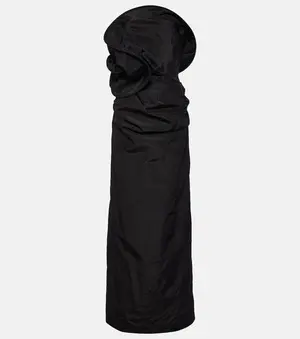 Magda Butrym Floral-applique Silk Taffeta Gown - Black