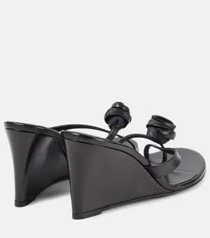 Magda Butrym Floral-appliqué Leather Wedge Mules
