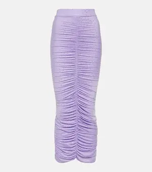 Alex Perry Crystal-embellished Ruched Midi Skirt