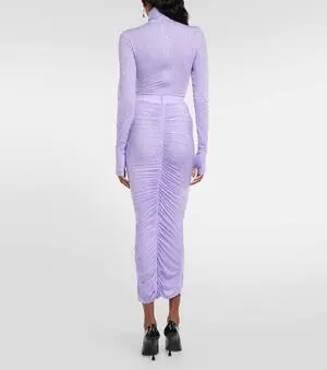 Alex Perry Crystal-embellished Ruched Midi Skirt