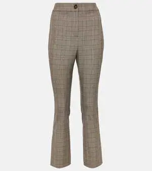 Veronica Beard Checked High-rise Slim Pants
