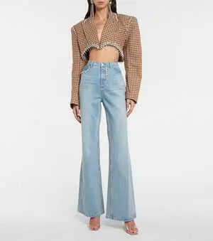Amina Muaddi Lupita Leather Mules - White