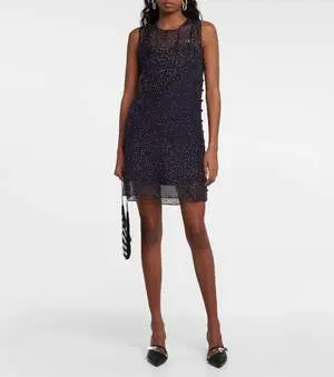 Coperni Embellished Sheer Silk Minidress