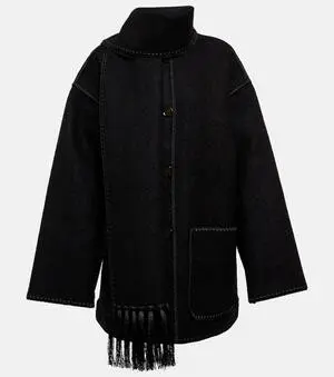 TOTEME Embroidered Wool-blend Scarf Jacket - Black