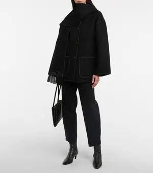 TOTEME Embroidered Wool-blend Scarf Jacket - Black