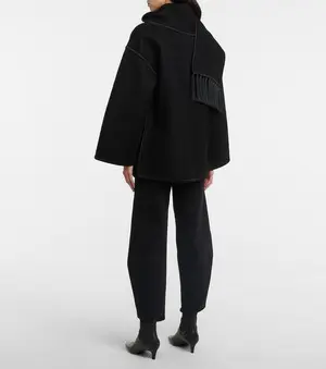 TOTEME Embroidered Wool-blend Scarf Jacket - Black